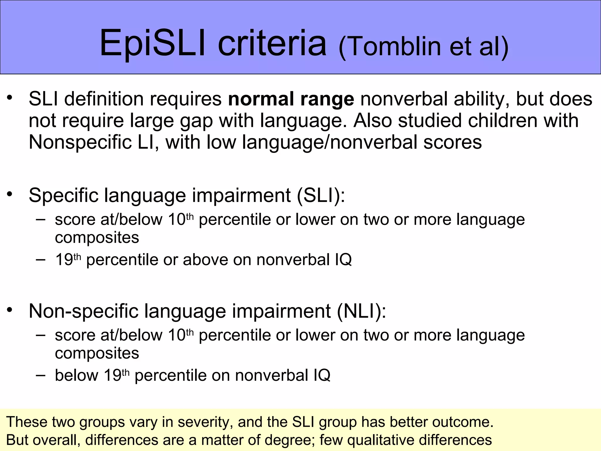 How is specific language impairment identified | PPT
