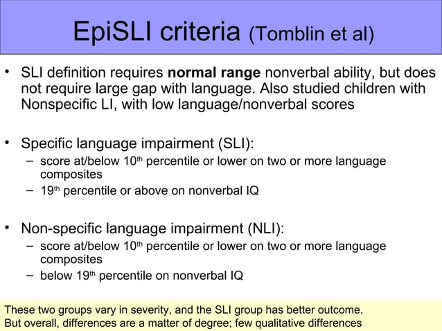 How is specific language impairment identified | PPT