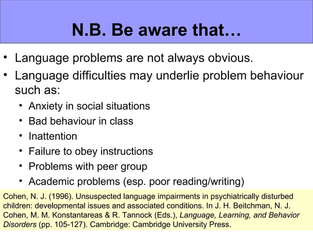 How is specific language impairment identified | PPT