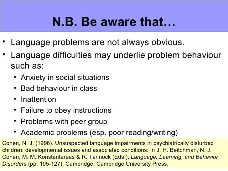How is specific language impairment identified
