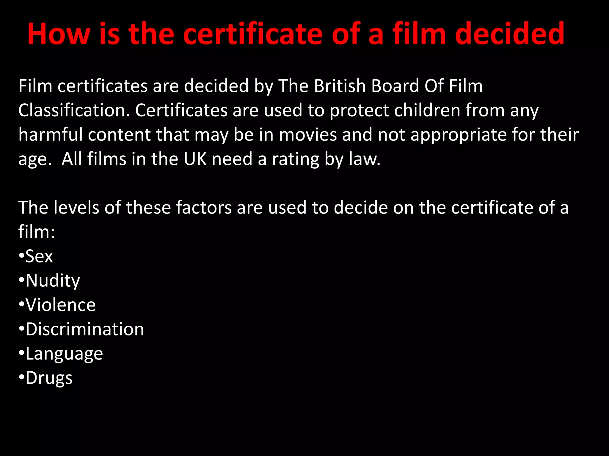 Film certificates | PPTX