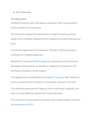 How is Ultrasound used in NDT | PDF