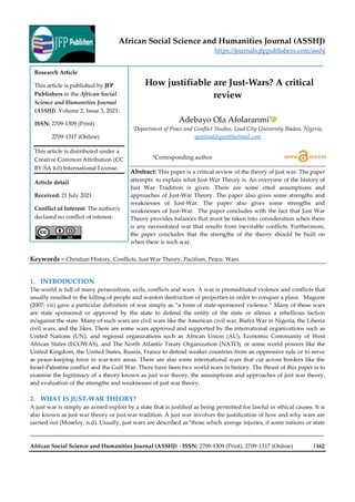 How Justifiable are Just-Wars? A Critical Review | PDF