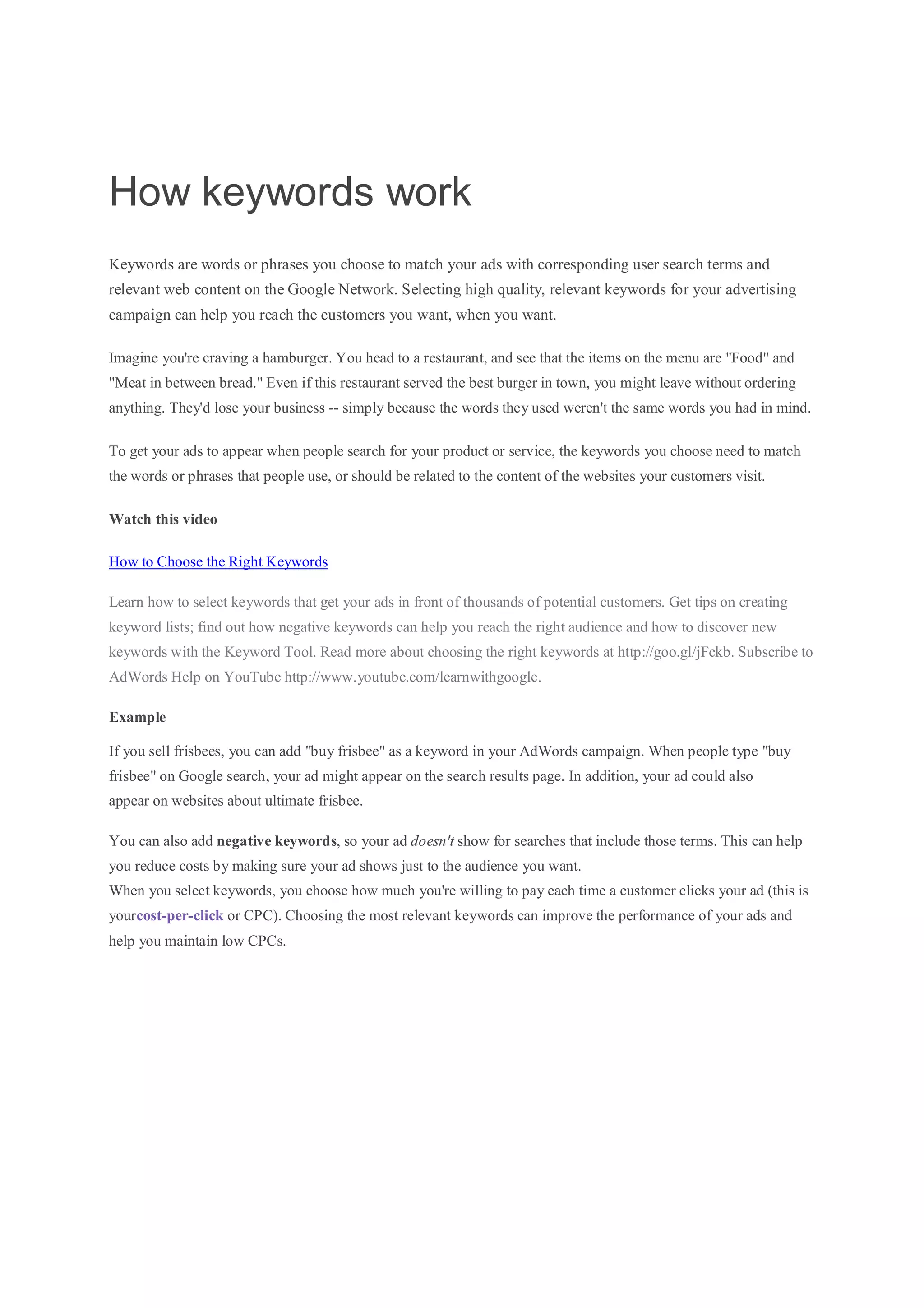 How keywords work | PDF