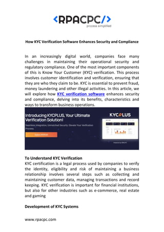 How KYC Verification Software Enhances Security and Compliance.docx