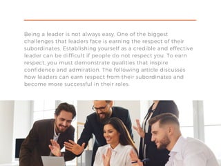 How Leaders Can Earn Respect Tips from the Experts | PDF | Executive ...