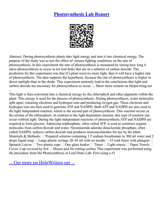 How Light Intensity Affect Photosynthesis | PDF | Biological Sciences ...