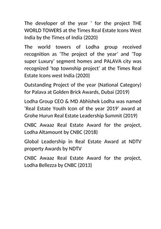How Lodha become A Luxury Housing Symbol | DOCX