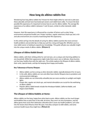 How Long do Albino Rabbits Live: Lifespan of Albino Rabbit Breed | DOCX ...