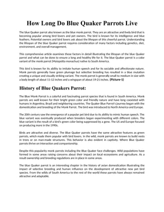 How Long Do Blue Quaker Parrots Live: History & Facts | DOCX