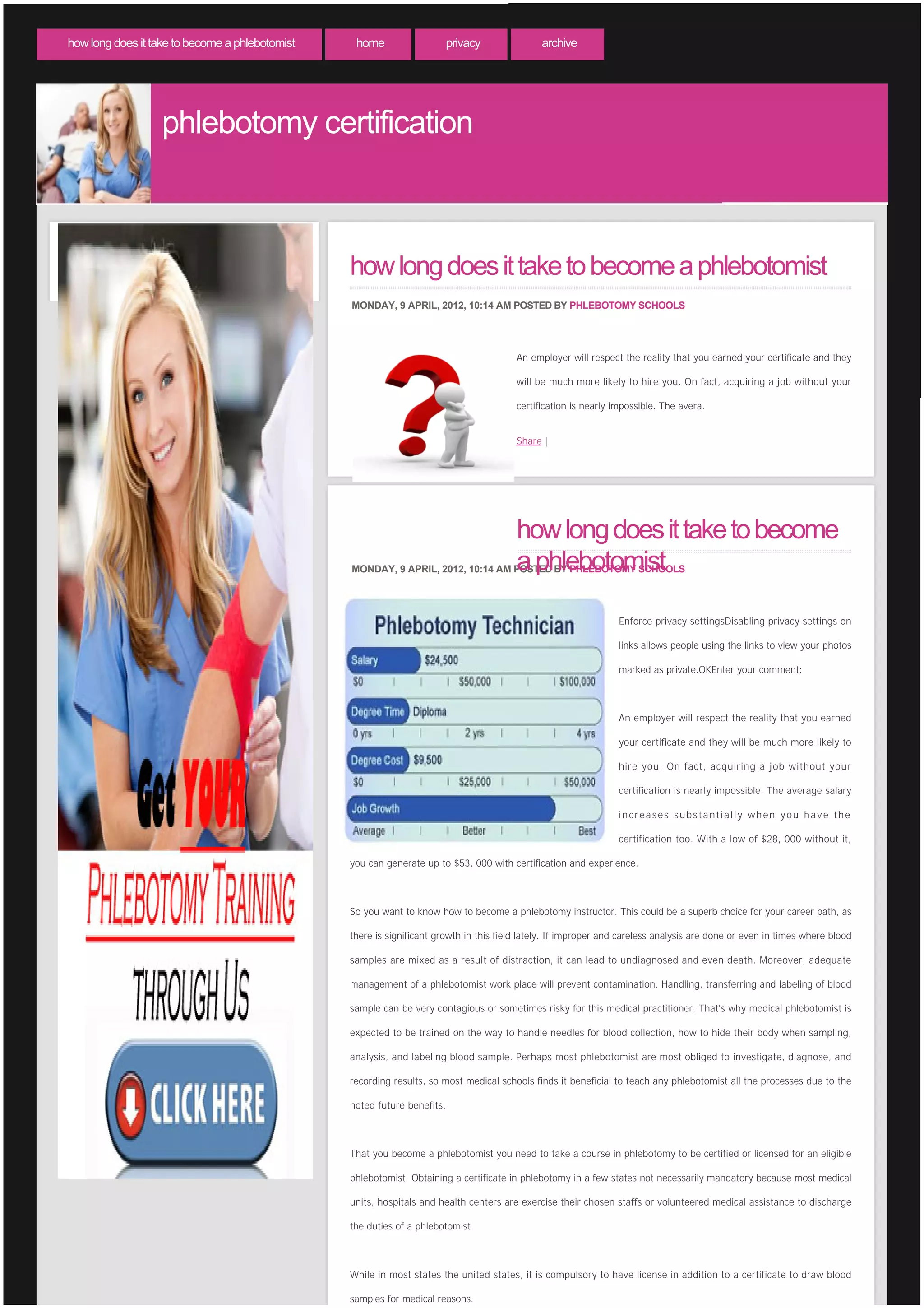 How Long Does it Take to Become a Phlebotomist | PDF