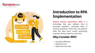 RPA Solutions: Implementation Timeframes & Best Practices | PPTX
