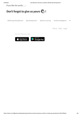How machine learning is usefull in mobile app development | PDF