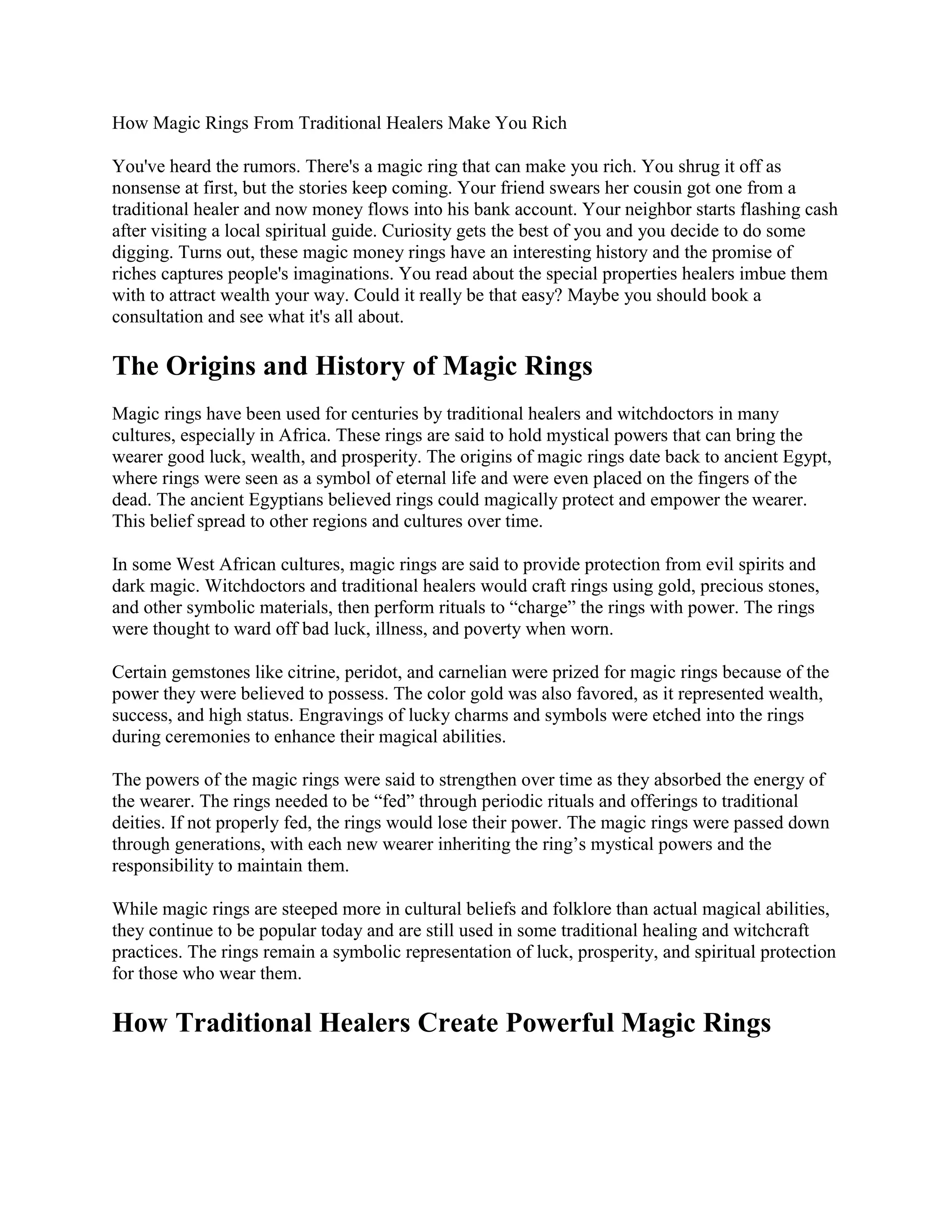 How Magic Rings From Traditional Healers Make You Rich. +27739970300 | DOCX