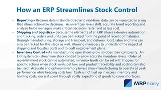 How manufacturing erp streamlines manufacturing and stock control | PPT