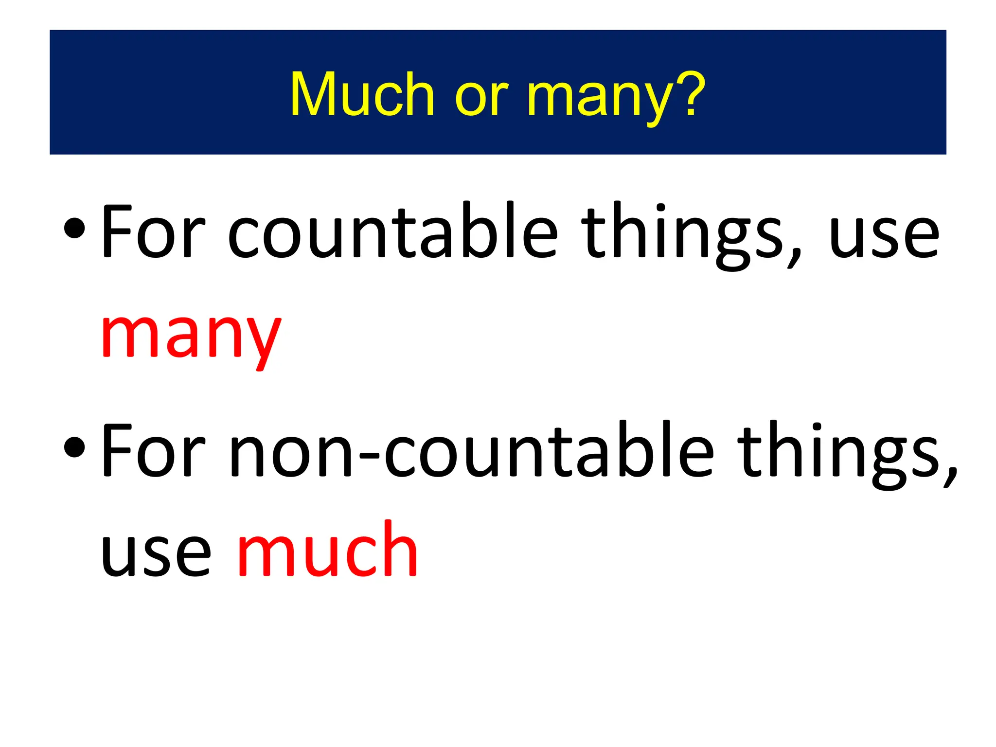 Countable and uncountable nouns - many and much | PPT