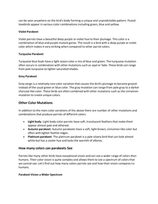 How many color of Parakeets are There: Natural Colors | PDF