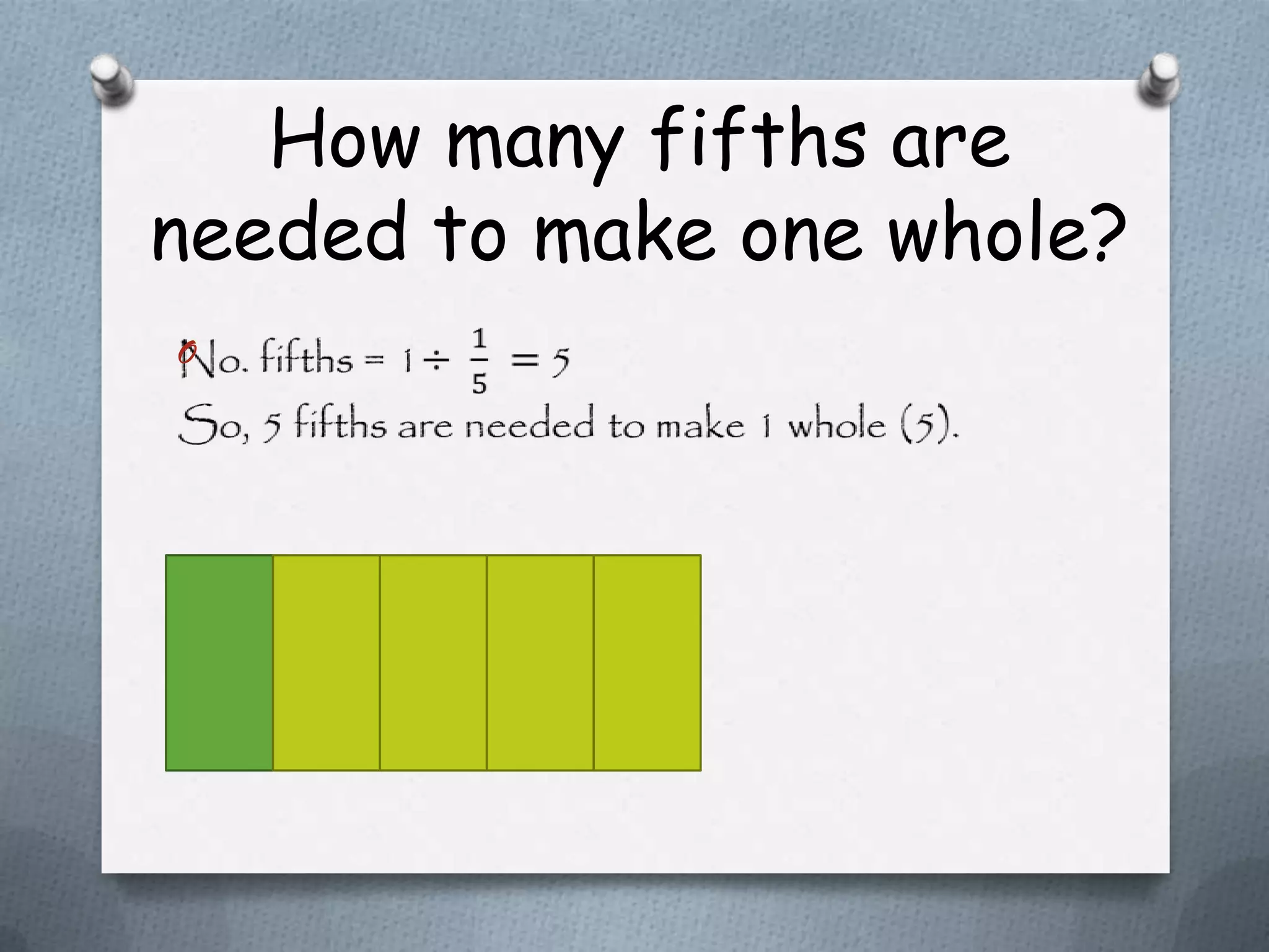 How many fifths are needed to make one | PPTX