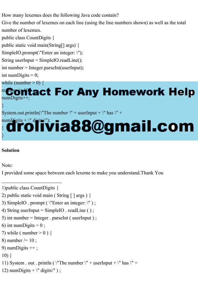 How many lexemes does the following Java code containGive the num.pdf