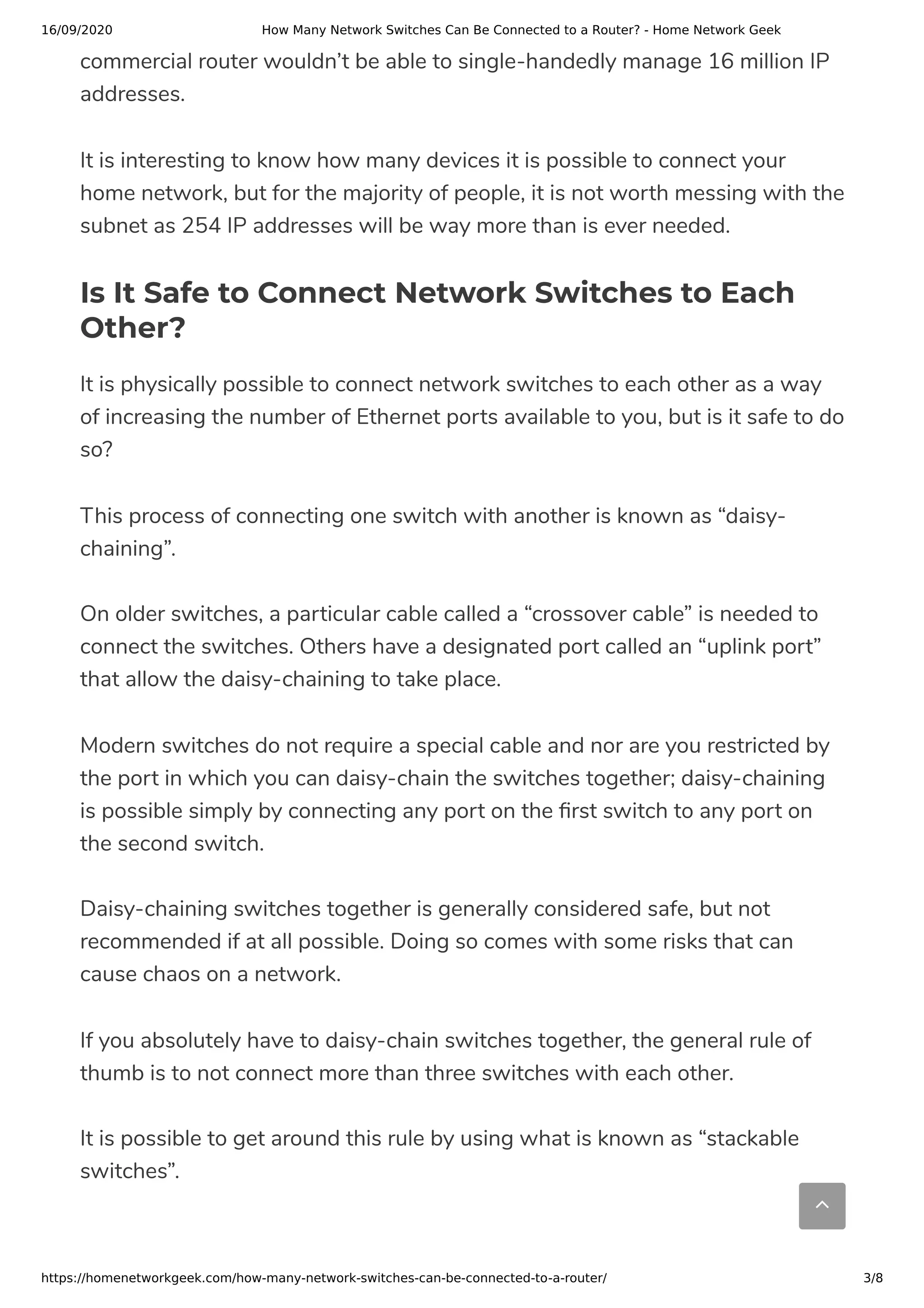 How Many Network Switches Can Be Connected to a Router : Notes | PDF