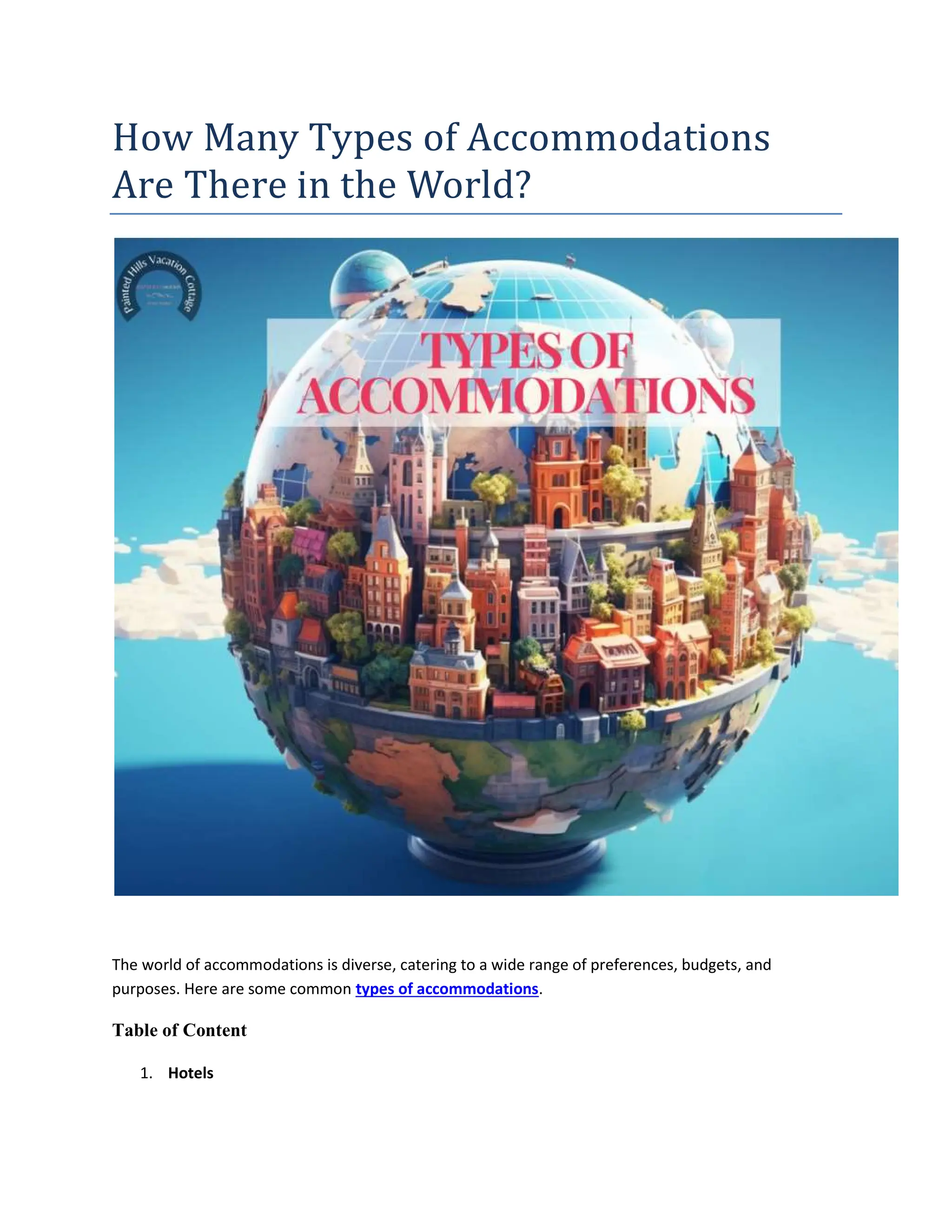 How Many Types of Accommodations Are There in the World. | PDF