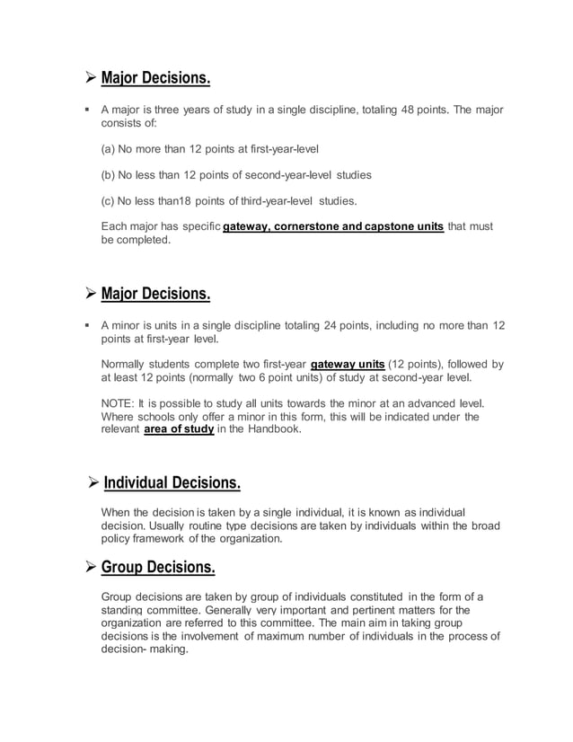 How many types of decision in organization | DOCX