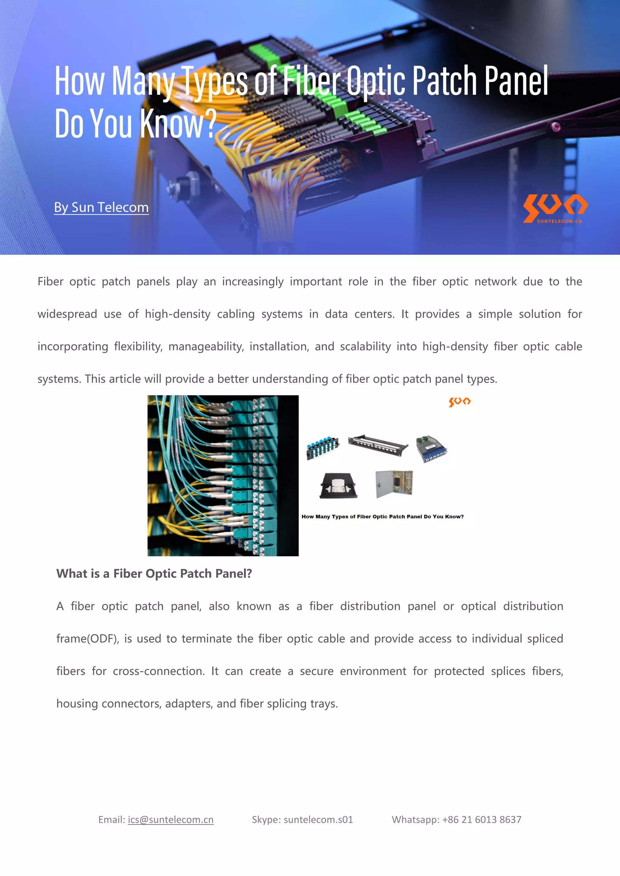How Many Types of Fiber Optic Patch Panel Do You Know | PDF