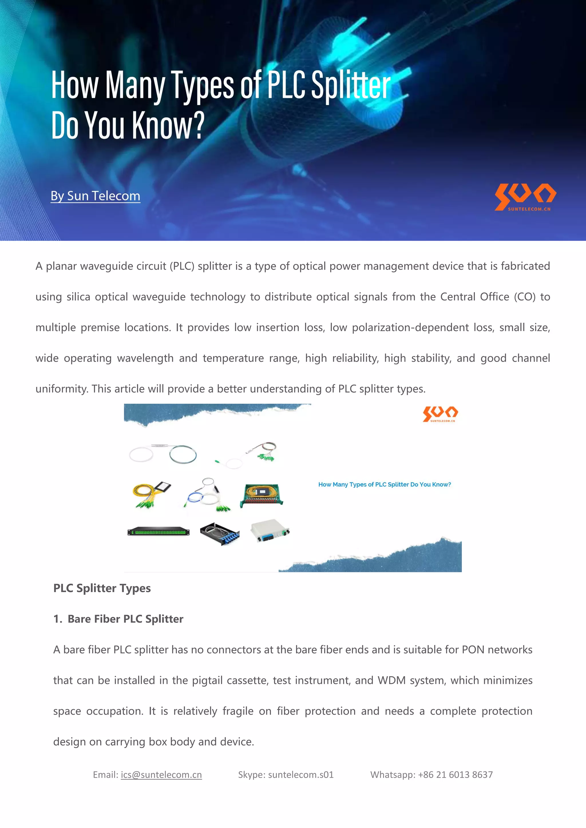 How Many Types of PLC Splitter Do You Know | PDF
