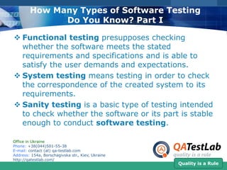 How Many Types of Software Testing Do You Know? Part I | PPT
