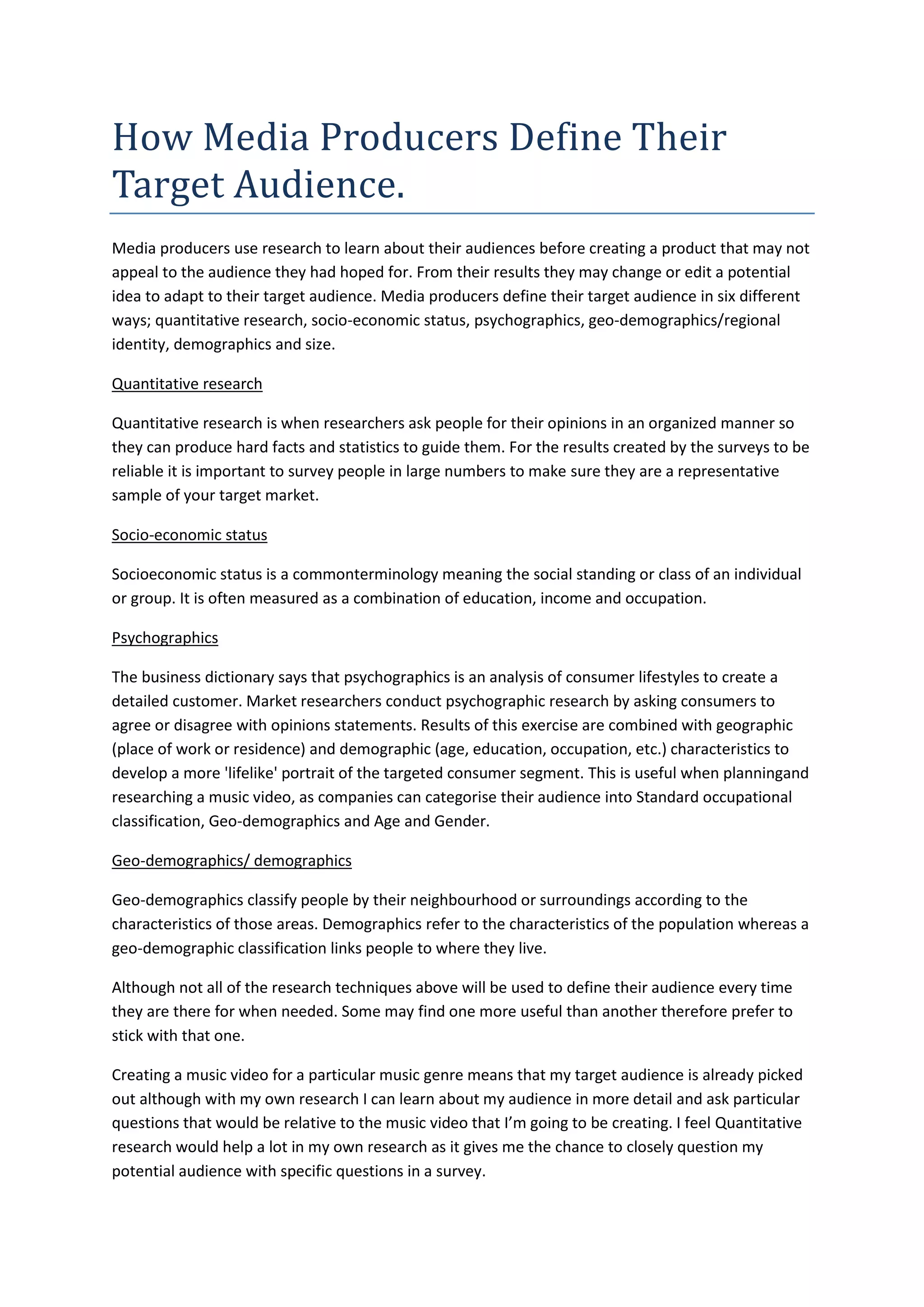 How media producers define their target audience | DOCX