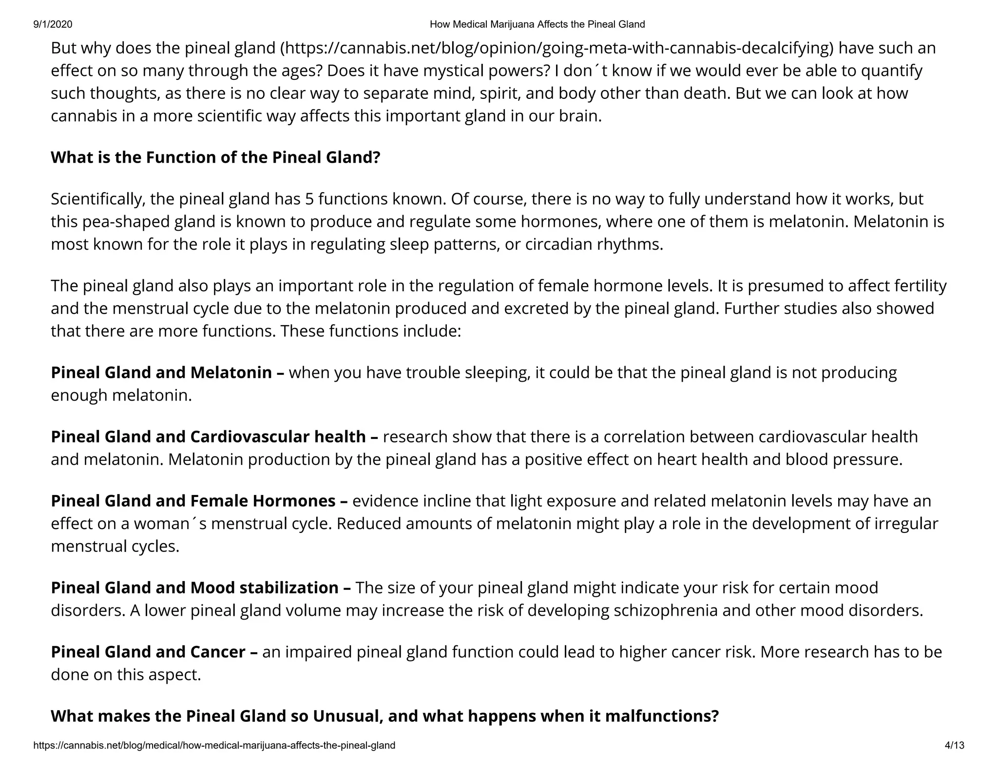 How Cannabis Affects the Pineal Gland | PDF