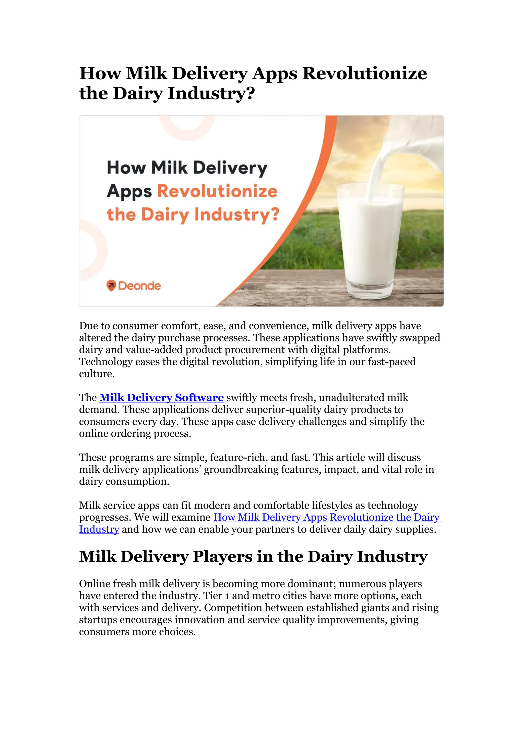 How Milk Delivery Apps Revolutionize the Dairy Industry? | PDF