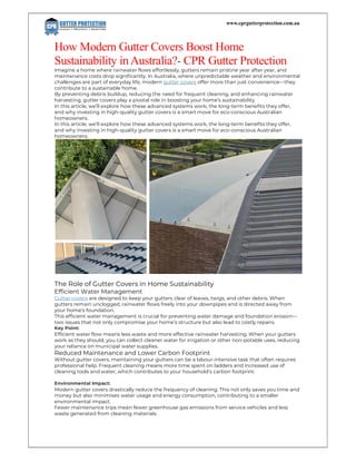 How Modern Gutter Covers Boost Home Sustainability in Australia-cpr ...