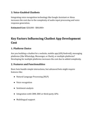 How Much Does it Cost to Develop A Chatbot App | PDF