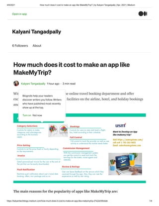 How much does it cost to make an app like make mytrip _ by kalyani tangadpally _ apr, 2021 ...