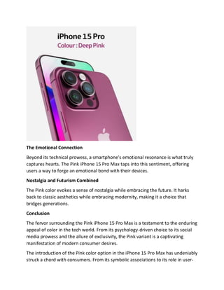 How Much Do People Love the New iPhone 15 Pro Max Pink Color? | PDF