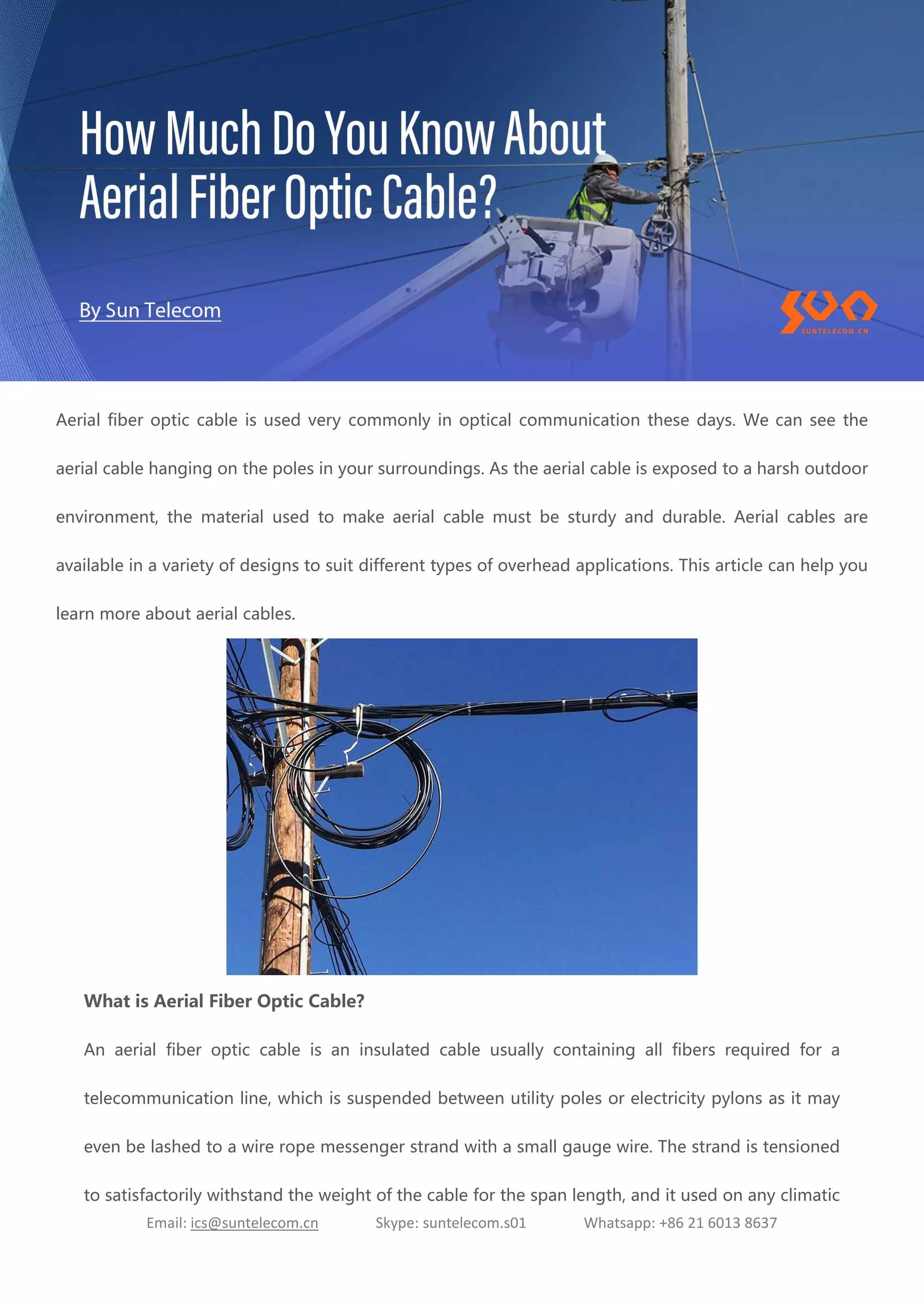 How Much Do You Know About Aerial Fiber Optic Cable? | PDF