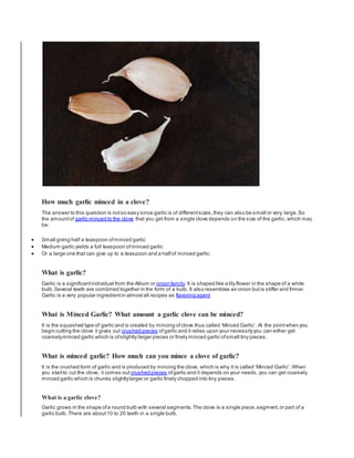 How much minced garlic equals one clove | DOCX