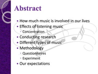 How music affects a student | PPTX