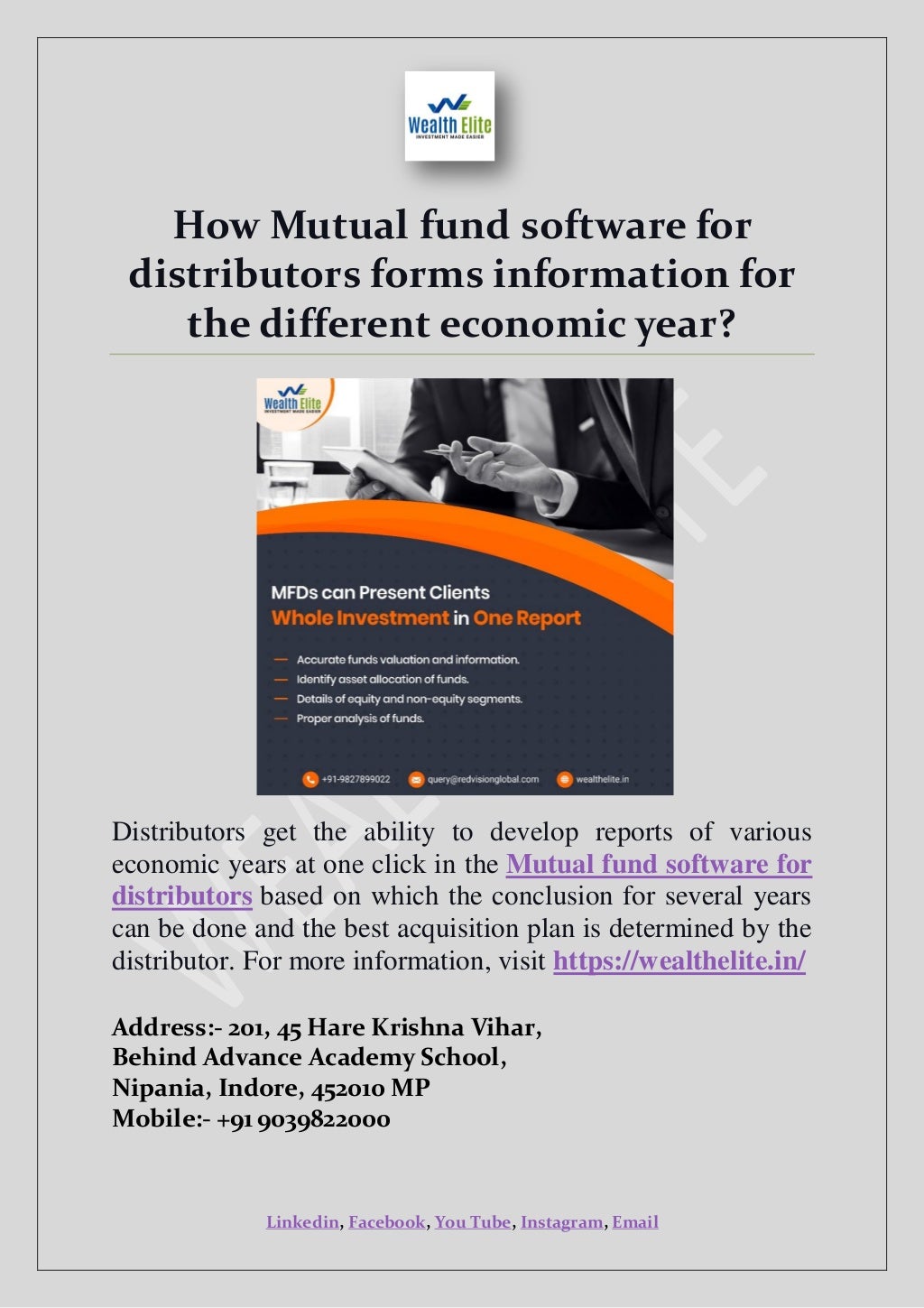 How Mutual fund software for distributors forms information for the ...
