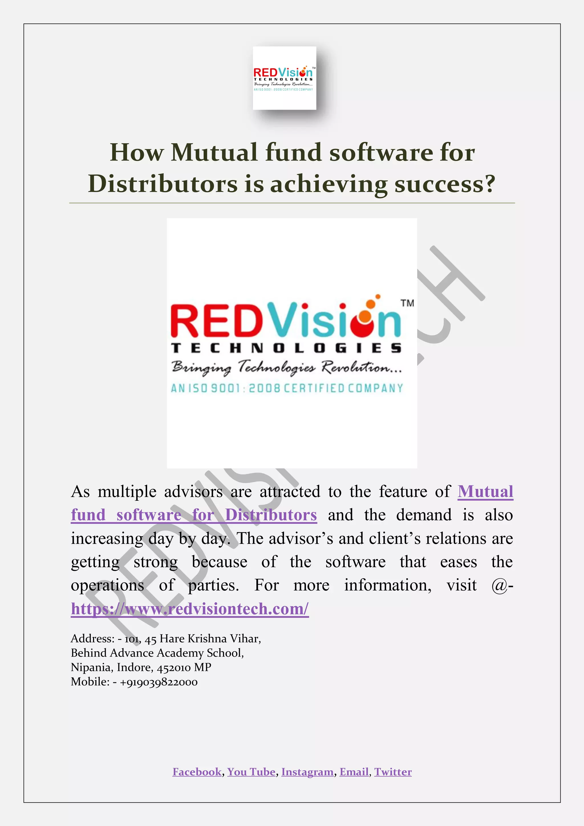 How Mutual fund software for Distributors is achieving success.pdf
