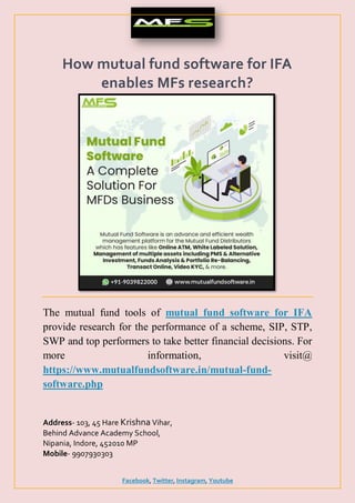 How mutual fund software for IFA enables MFs research.pdf