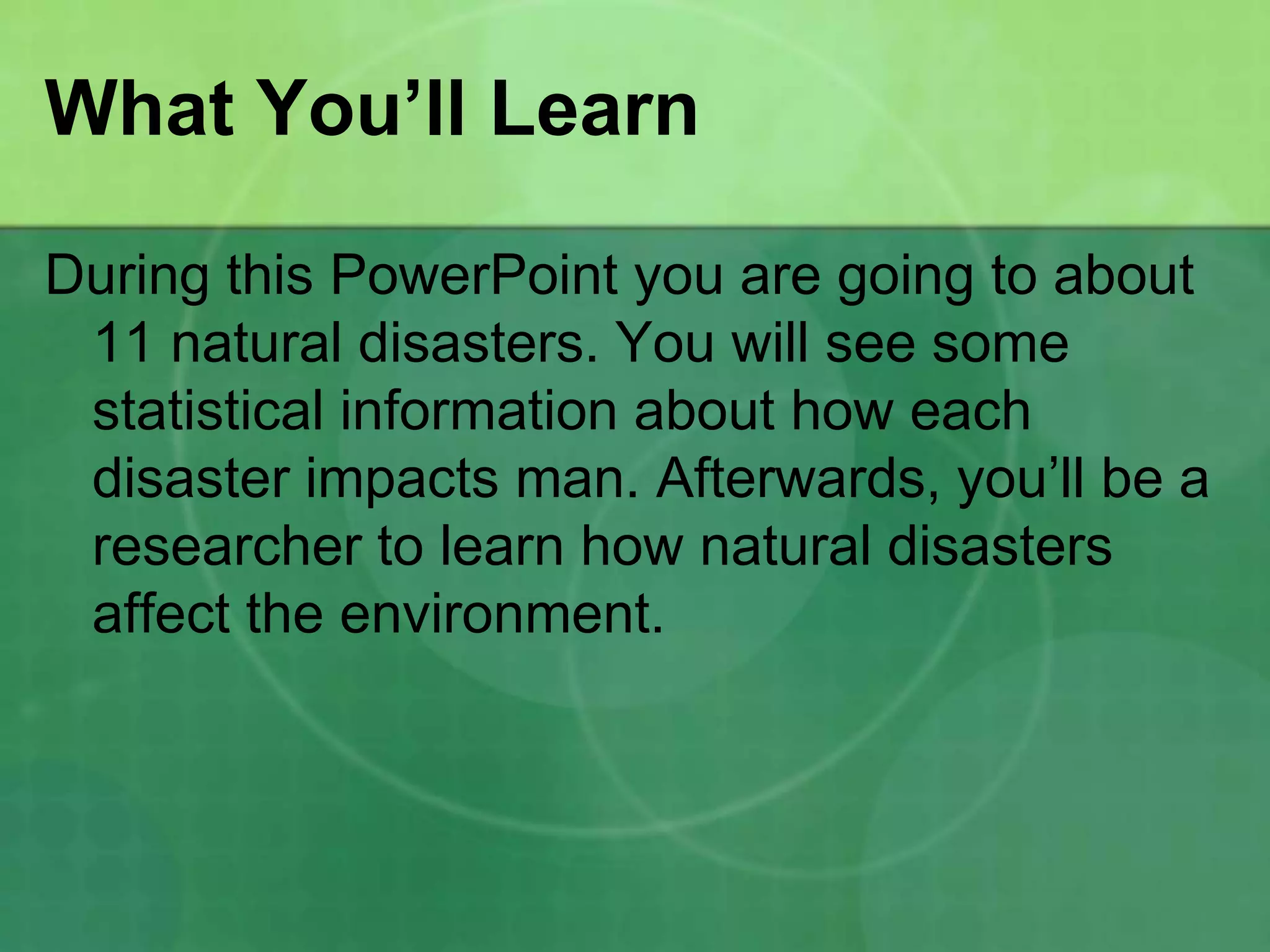 How natural disaster impact the environment | PPT