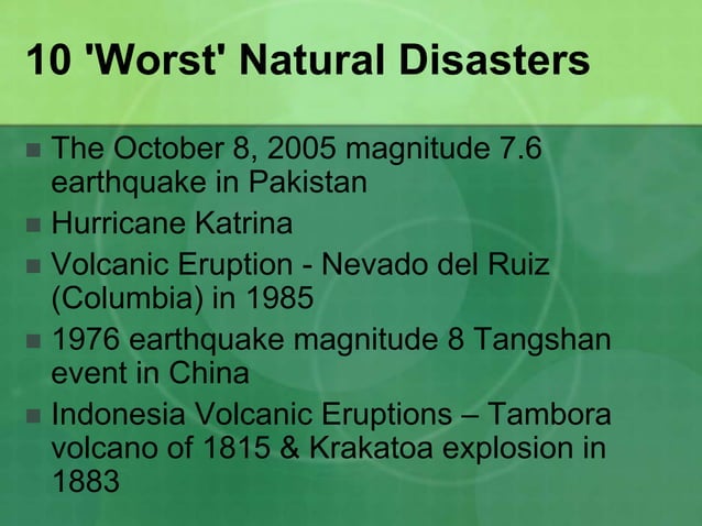 How natural disaster impact the environment | PPT | Geology | Science