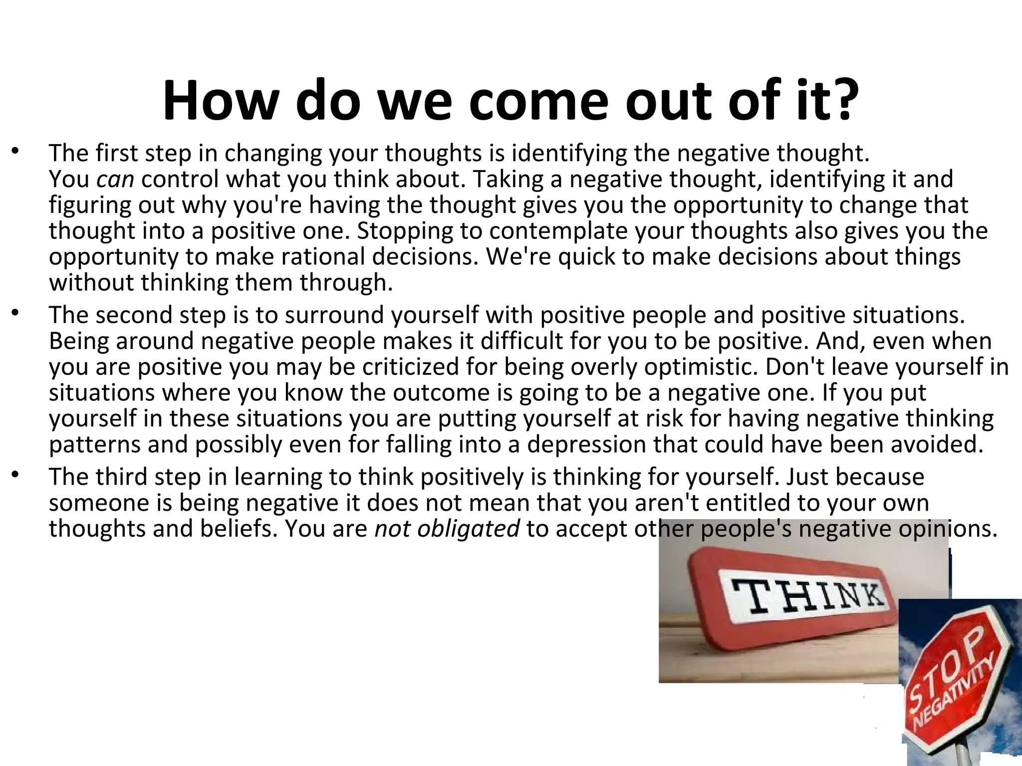 How negative thoughts impact us | PPT