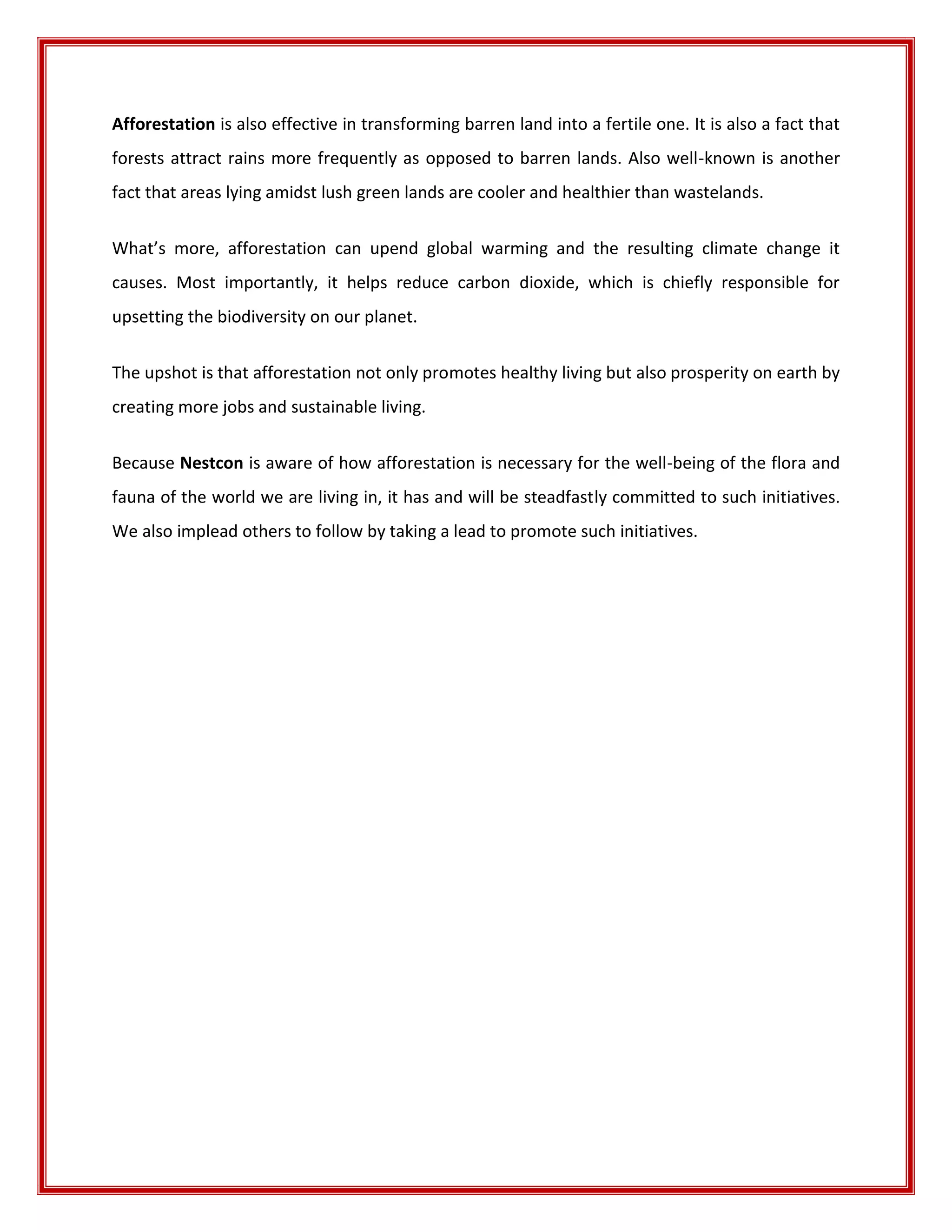 How nestcon encourages afforestation? | PDF