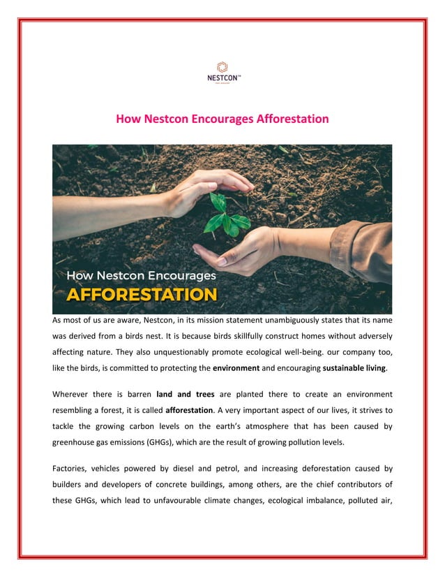 How nestcon encourages afforestation? | PDF