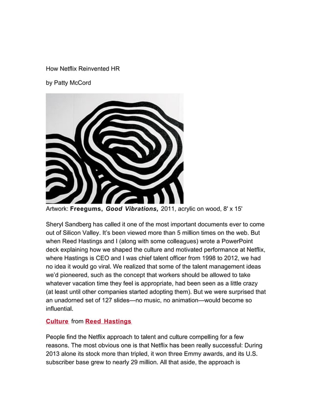 How netflix reinvented hr | DOC | Human Resources | Business