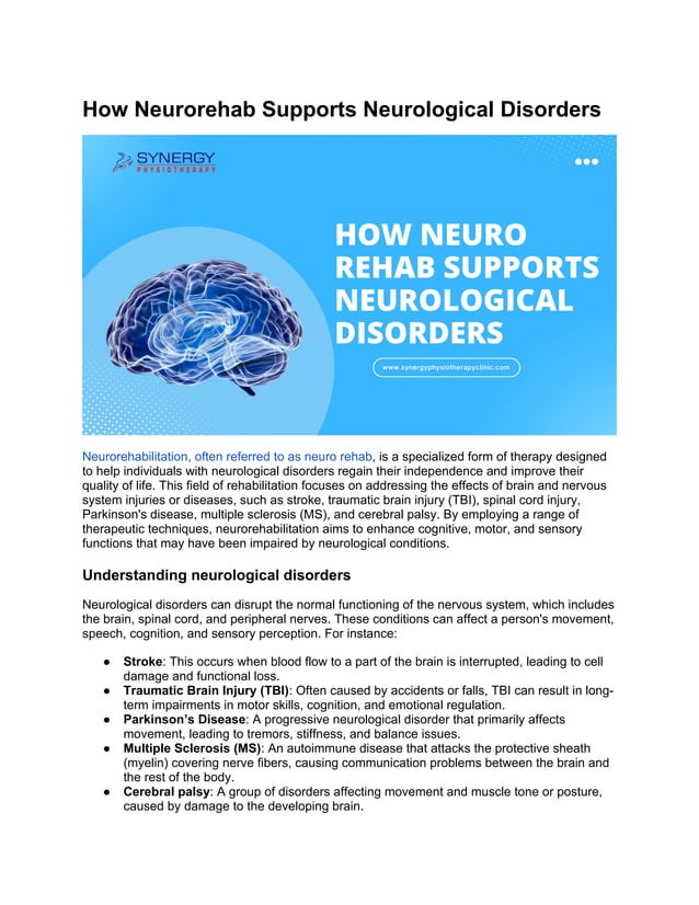 How Neuro Rehab Supports Neurological Disorders.docx