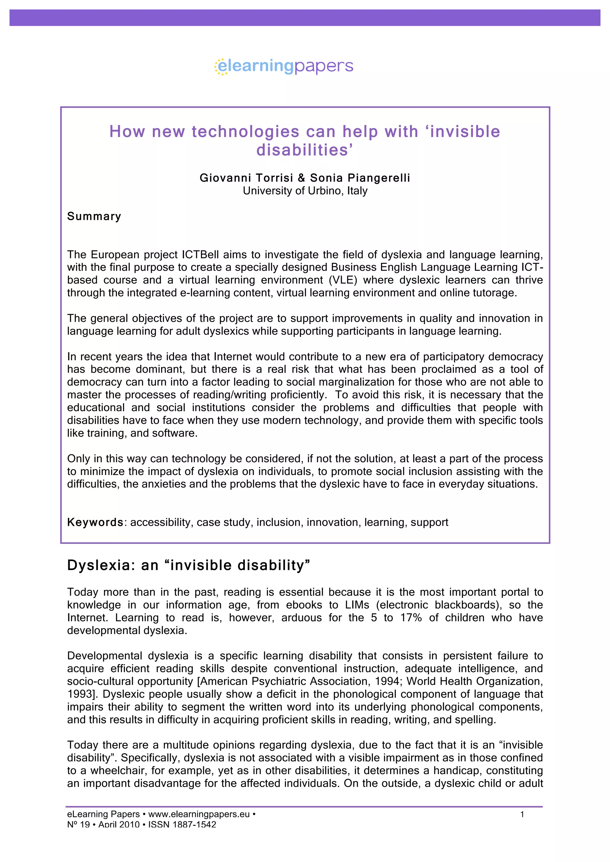 How new technologies can help with ‘invisible disabilities’ | PDF
